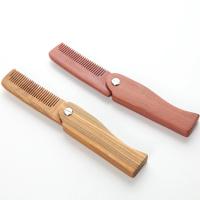 China Anti Static Sandalwood Foldable Beard Comb Folding Mustache Comb for sale