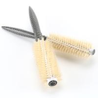 China Natural Color Wood Handle Hair Brush Blow Dry Heat Resistant Rolling Curly Hair Brush for sale