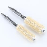 China Natural Color Wood Handle Hair Brush Blow Dry Heat Resistant Rolling Curly Hair Brush for sale