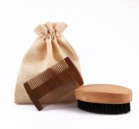China Beard Brush And Santalwood Hair Comb Set With Customized Private Logo For Men Grooming for sale