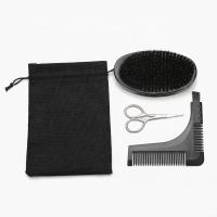 China Beard Brush And Santalwood Hair Comb Set With Customized Private Logo For Men Grooming for sale