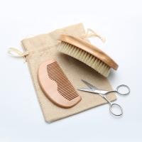 China Beard Brush And Santalwood Hair Comb Set With Customized Private Logo For Men Grooming for sale