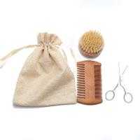 China Beard Brush And Santalwood Hair Comb Set With Customized Private Logo For Men Grooming for sale