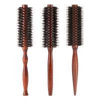 China Natural Styling Anti Static Round Hair Curling Combs Set Of 3 With Wooden Handle for sale