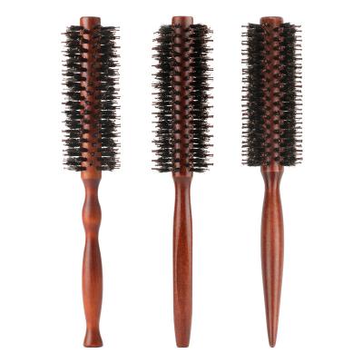 China Natural Styling Anti Static Round Hair Curling Combs Set Of 3 With Wooden Handle for sale