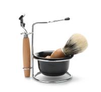 China Bristle Beard Soap Brush 3 In 1 Customer Logo Beard Shaver Kit for sale