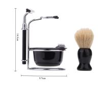 China Custom Men Hair Whisker Brush Metal Stand Razor Holder Barber Beard Brush Shaving Set for sale