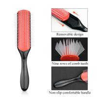 China Nine Rows Removable Plastic Hair Comb Hair Massage Brush Customized Logo for sale