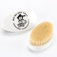 China White PU Curved 360 Wave Brush  Palm Letter Pattern Natural Boar Bristle Brush for sale