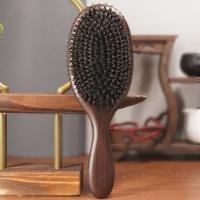 China Black Sandalwood And Natural Wood Boar Bristle Hair Brush For Massage for sale