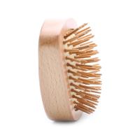 China Customized Logo Wood Mini Travel Size Hair Brush For Massage Eco Friendly for sale