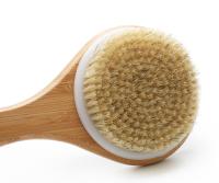 China Dry Body Shower Brush Back Scrub Natural Bamboo Long Handle Massage for sale