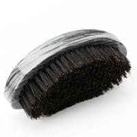 China Grey Woodgrain 360 Wave Brush Soft Boar Bristle With Curved Beech Wooden Handle for sale