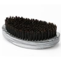 China Grey Woodgrain 360 Wave Brush Soft Boar Bristle With Curved Beech Wooden Handle for sale