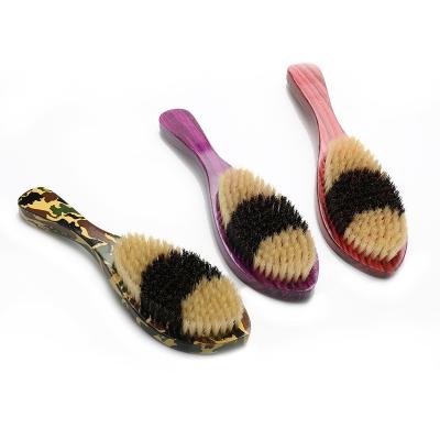 China Customized Logo Two Color Boar Bristle Wave Brush For Men'S Hair Styling for sale