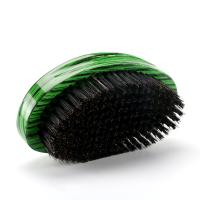 China Green Woodgrain 360 Wave Brush Medium Boar Bristle With Curved Beech Wooden Handle for sale