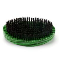 China Green Woodgrain 360 Wave Brush Medium Boar Bristle With Curved Beech Wooden Handle for sale