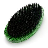 China Green Woodgrain 360 Wave Brush Medium Boar Bristle With Curved Beech Wooden Handle for sale