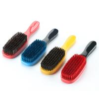 China Abeis 360 Flat Wave Brush PU Glossy Soft Boar Bristle Beech Wood Long Handle for sale