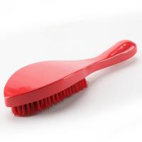 China 100% Pure Red Natural Boar Bristle Brush With PU Glossy Handle for sale