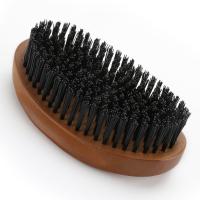 China Extension Hair Wave Brush For 540 Wooden Curve Handle Brown Synthetic Fiber Nylon Brush for sale