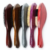 China Laser Long Handle Pure Boar Bristle 360 Wave Hair Brush With Customized Pattern for sale