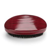 China Personalized Wooden Handle Wave Brush Red Curved Palmed Medium Bristle Hair Brush for sale