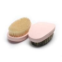 China Pink Oval Wave Brush Wood Handle Boar Bristle With Engraved Logo for sale