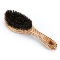 China Custom Logo Palm Curved Natural Boar Bristle Hair Brush Ideal for Beard and Mustache Care for sale