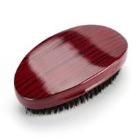 China Personalized Wooden Handle Wave Brush Red Curved Palmed Medium Bristle Hair Brush for sale
