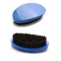 China Custom Blue Bent Wave Brush Curve For 360 Soft Boar Bristle For Hair Growth Style for sale