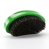 China Medium Hard Boar Bristle 360 Wave Brush Bend Curve Green Hairbrush Custom Logo for sale