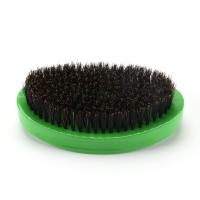 China Medium Hard Boar Bristle 360 Wave Brush Bend Curve Green Hairbrush Custom Logo for sale