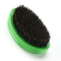 China Medium Hard Boar Bristle 360 Wave Brush Bend Curve Green Hairbrush Custom Logo for sale