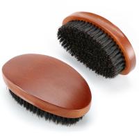 China 360 Wave Brushes Dark Brown Abeis Engrave Logo Curved Palm Soft Mixed Boar Bristle for sale
