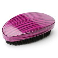 China Customer Logo 360 Wave Curved For Men Beard Brush Soft Hard Boar Bristle Black for sale