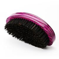 China Customer Logo 360 Wave Curved For Men Beard Brush Soft Hard Boar Bristle Black for sale