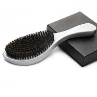 China Custom Logo PU Boar Bristle Beard Brush With Beech Wood Handle for sale