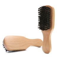 China Wooden Waterproof 360 Wave Brush Custom Logo Bristle Round Mens Beard Hair Brush for sale