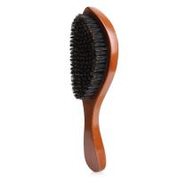 China Wood Boar Bristle 360 Curved Custom Logo Medium Hard Wave Brush For Men Abeis Supply for sale