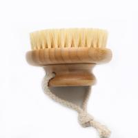 China Natural Bamboo Body Dry Exfoliating Brush White Horse Boar Bristle Shower Brush for sale