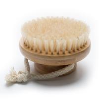 China Natural Bamboo Body Dry Exfoliating Brush White Horse Boar Bristle Shower Brush for sale