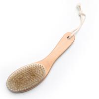 China Exfoliating Dry Body Bath Shower Brush Chicken Legs Shape Natural Wooden Nylon for sale