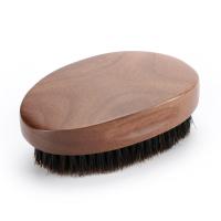 China Walnut Wooden Beard Brush Oval Customize Brand Logo Beard Grooming Brush for sale