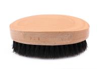 China Black Boars Hair Beard Brush Oval Shaped Beech Wooden For Men Moustache for sale