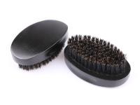 China Black Boars Hair Beard Brush Oval Shaped Beech Wooden For Men Moustache for sale