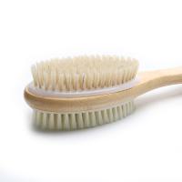 China Dual-Sided Long Handle Exfoliating Back Scrubber Brush with Bamboo Handle for sale