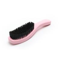 China Pink Curved Smoothing Hair Brush Boar Bristle 360 Wave Brush for sale