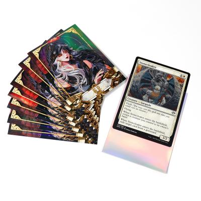 China Custom Holographic PP Laminated Art Card Sleeves with CMYK Gravure Printing in 66x91mm Size for sale
