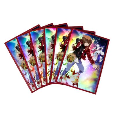 China Custom 62X89MM Holographic Rainbow Effects Heat-Sealed Laminated BOPP Plastic Art Card Sleeves for Yugioh for sale